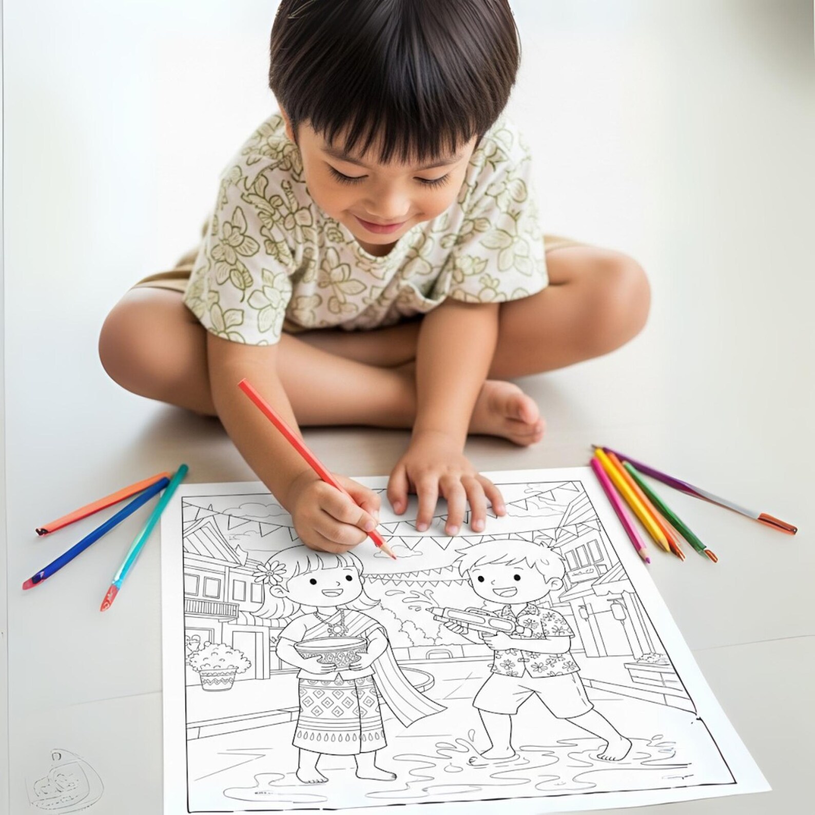 Songkran Coloring Book | Thai New Year Festival | Digital Download ...