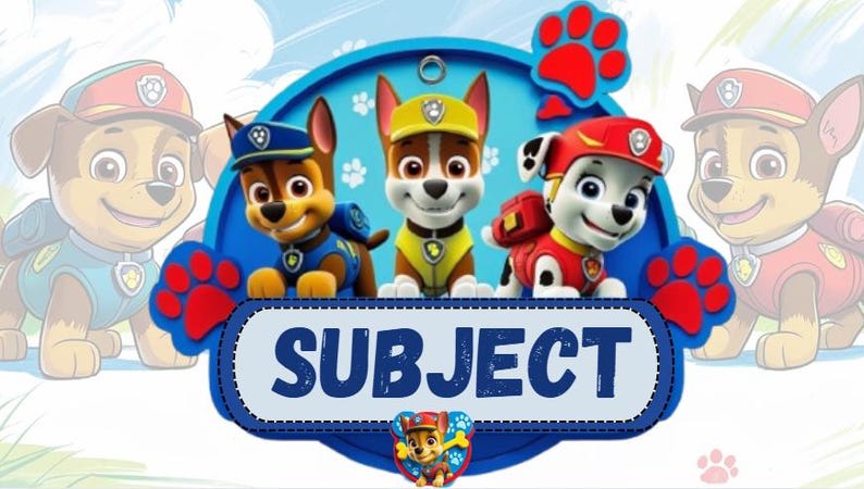 Paw Patrol Printable Label for Kids School Supplies Sticker Canva ...