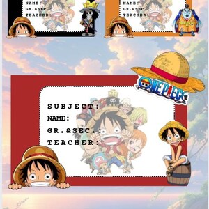 One Piece Luffy Straw Hat Pirates Subject Label Sticker for Notebook ...