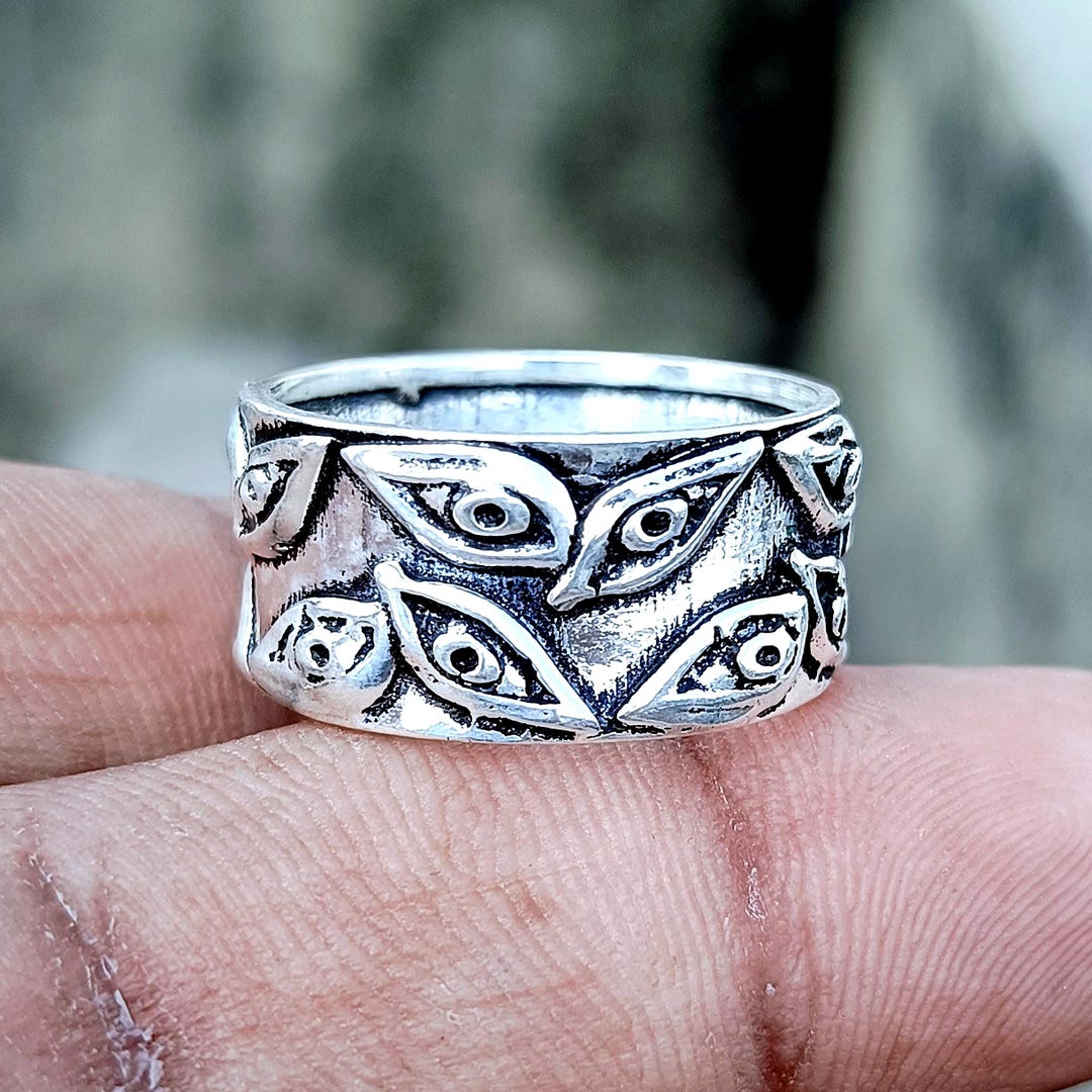 Evil Eye-band Ring,handmade 925-silver | Wide All-seeing Eye-ring ...