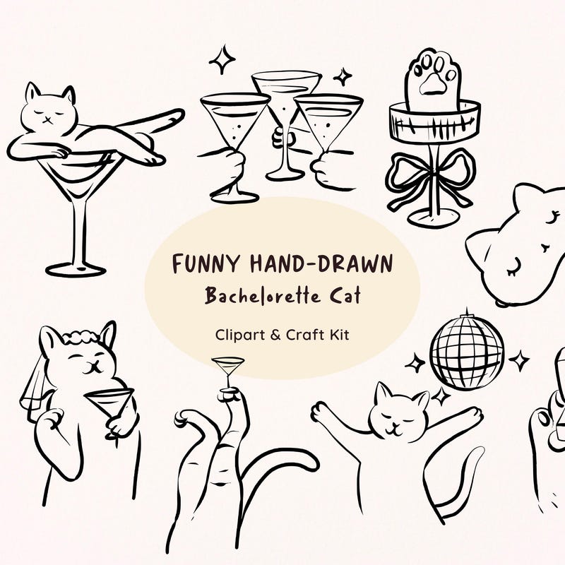 Wedding Cat Drawing Clipart - Etsy UK