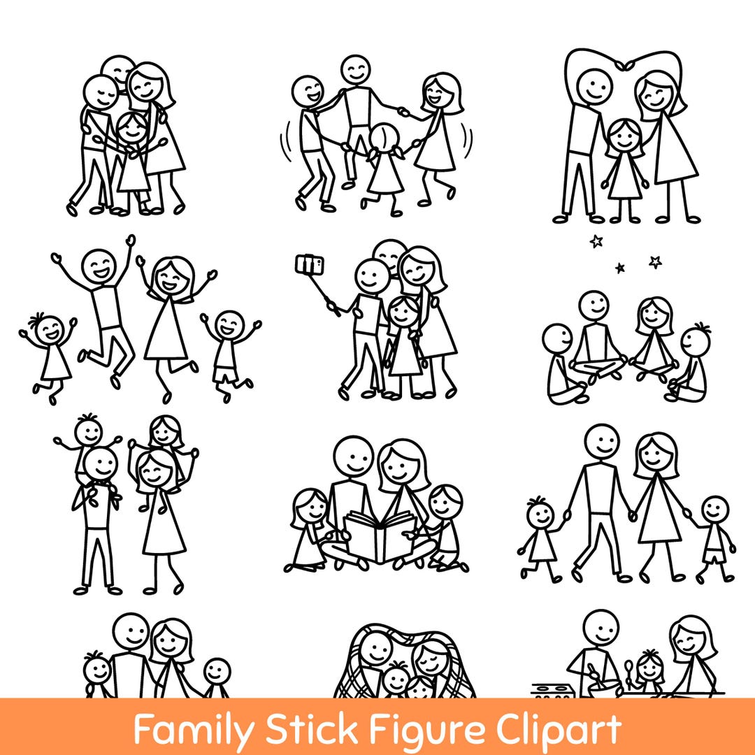 Stick Figure Family Clipart | Custom Car Decal Scenes (SVG, PNG) - Etsy