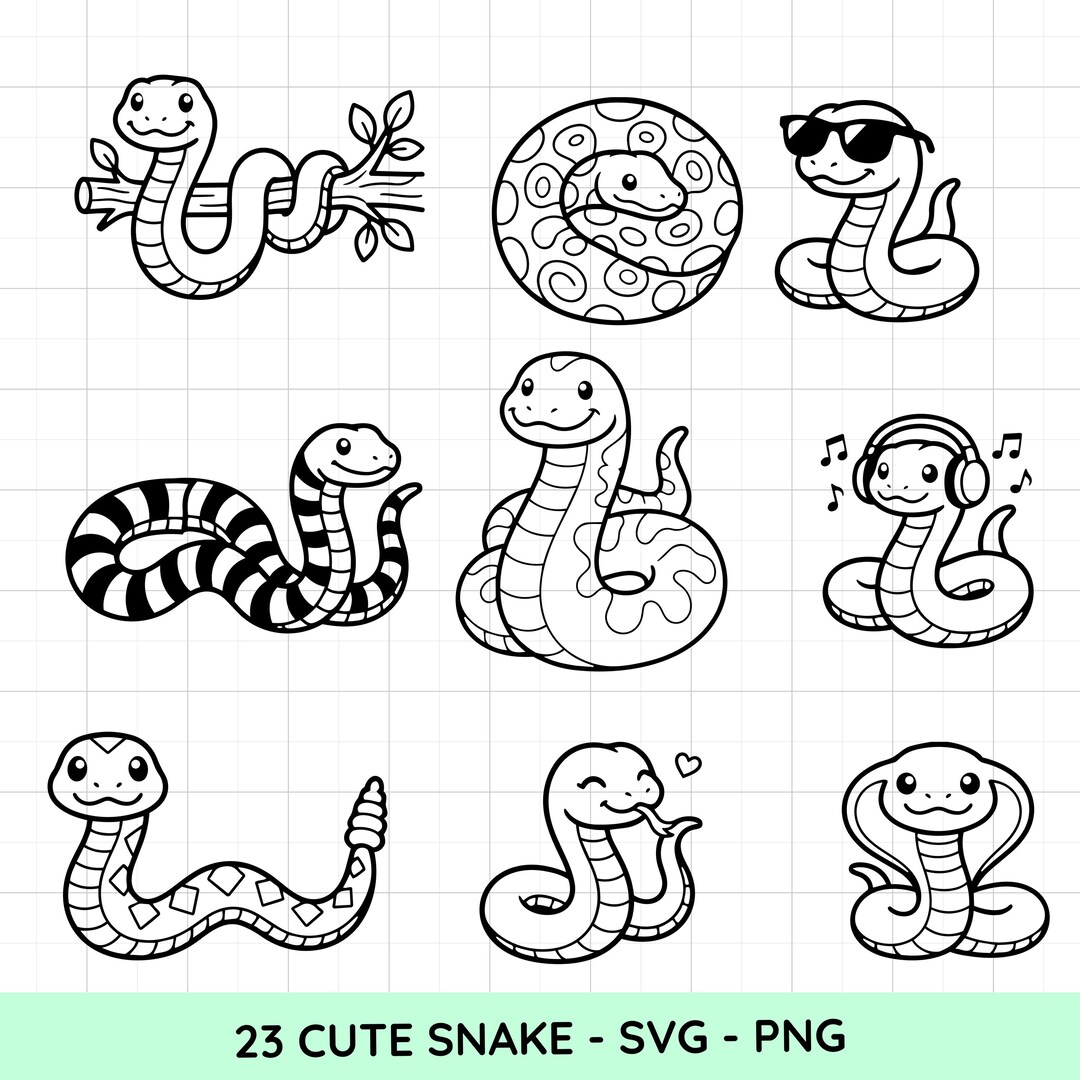 Snake SVG Bundle | Reptile Clipart for Kids (digital Download) - Etsy
