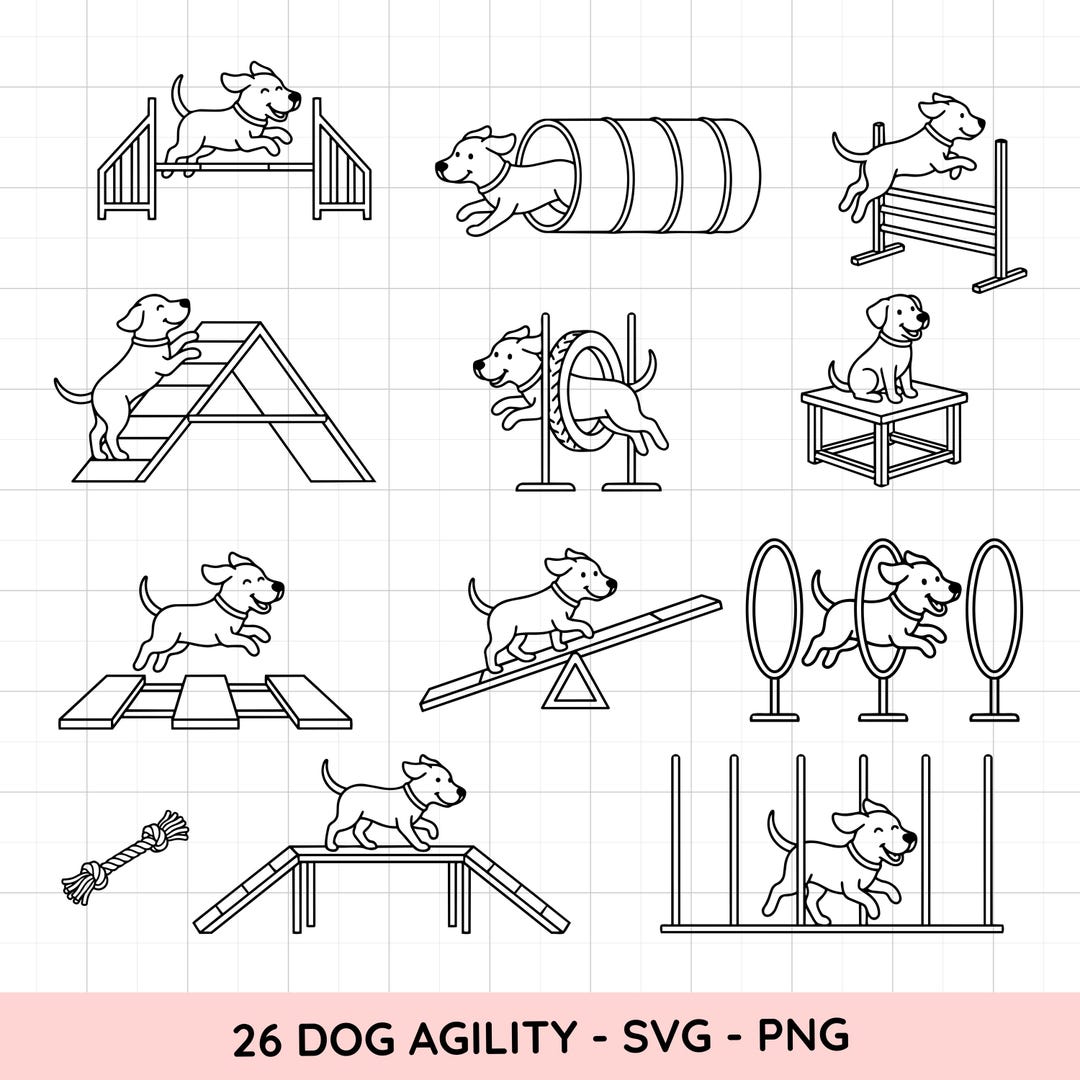 Dog Agility SVG Bundle | Training Course Clipart & Vectors (SVG, PNG ...