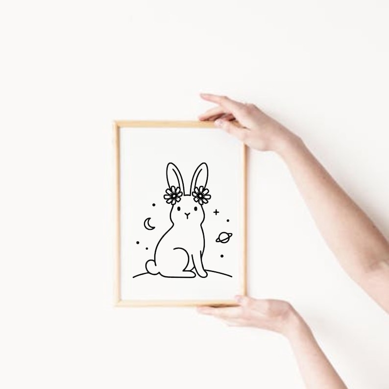 Cosmos Bunny Clipart Bundle | Celestial Rabbit, Floral Moon, Starry PNG ...