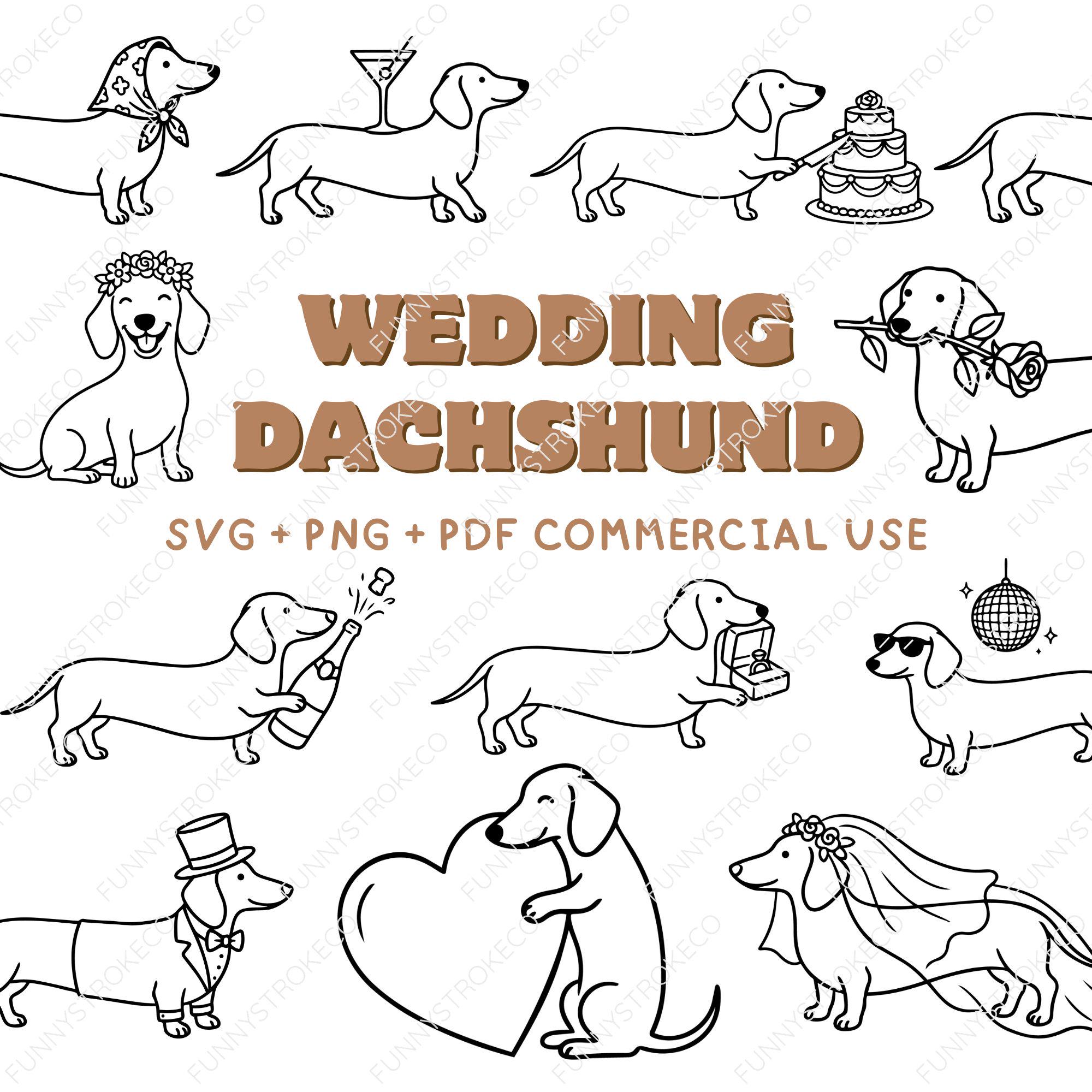 Dachshund Wedding SVG Bundle | Signature Drink Dog Clipart | Wiener Dog ...