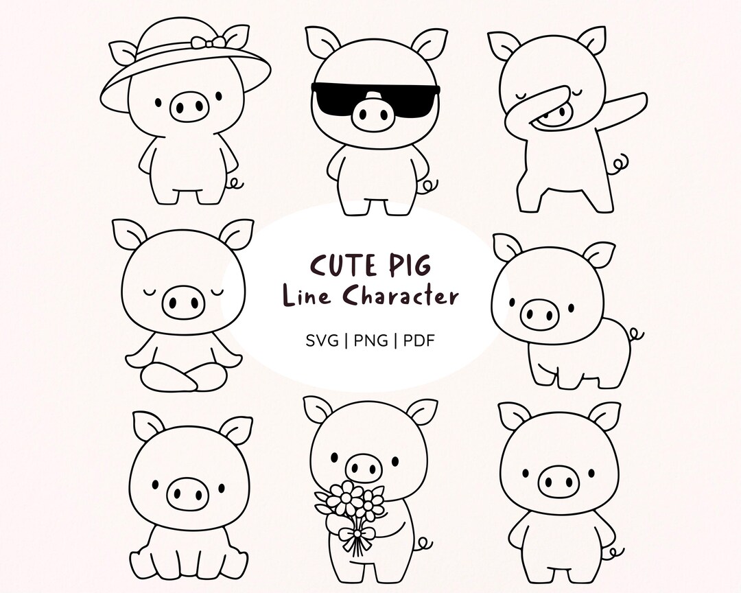 Pig Clipart Bundle | Hand-drawn Farm Animal Graphics (digital Download ...