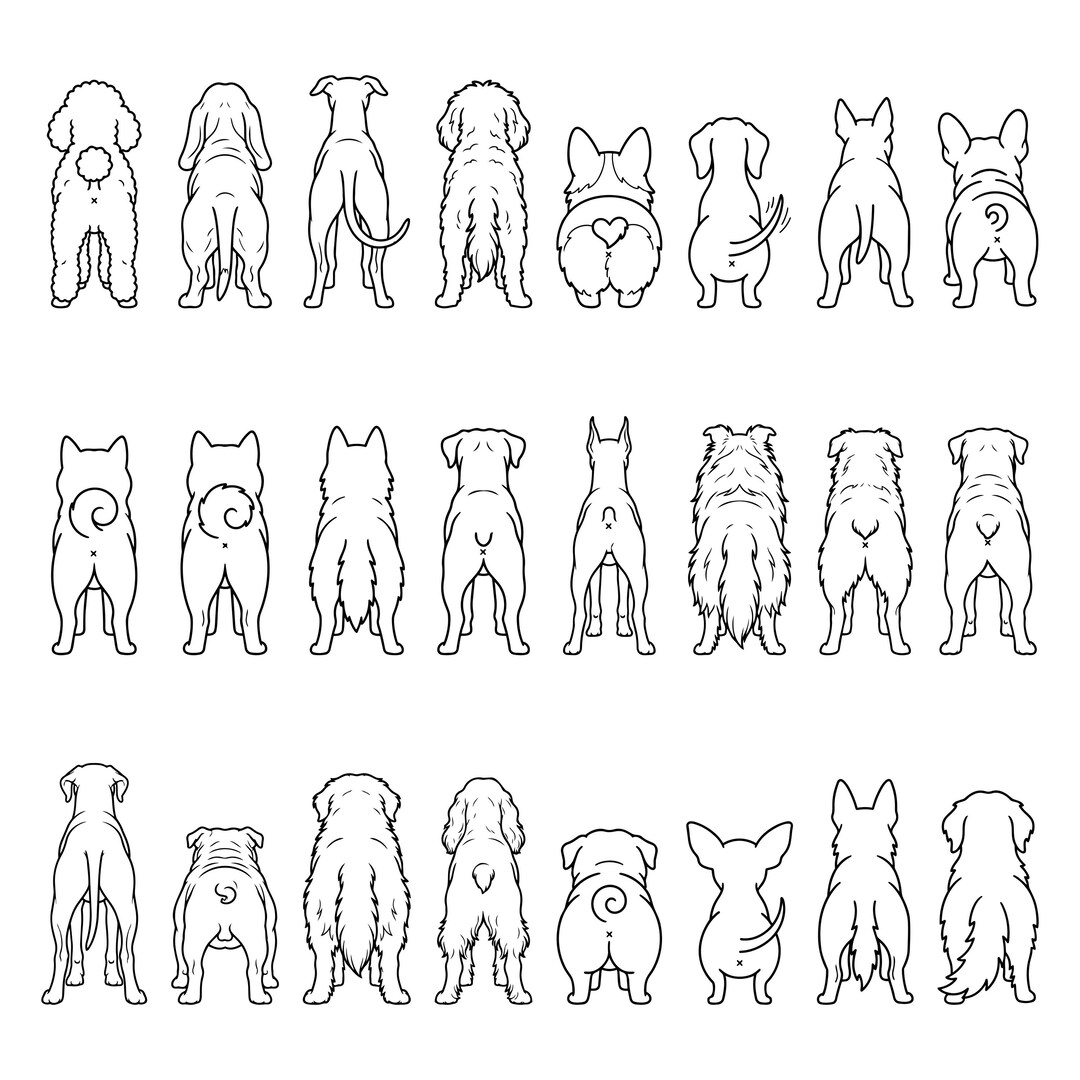 Funny Dog Butt SVG Bundle | 24 Breeds Peeking Puppy (digital Download ...
