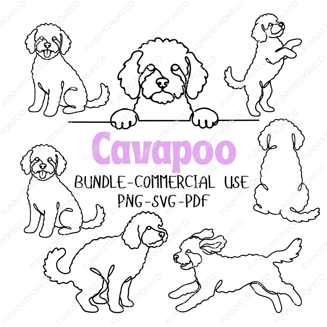 Cavapoo Line Art SVG Bundle | Doodle Dog Clipart (digital Download) - Etsy