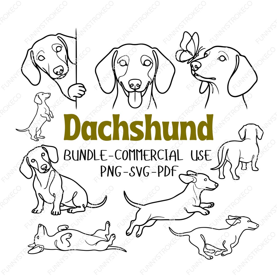 Dachshund SVG Clipart Bundle | Minimalist Wiener Dog Vector (digital ...