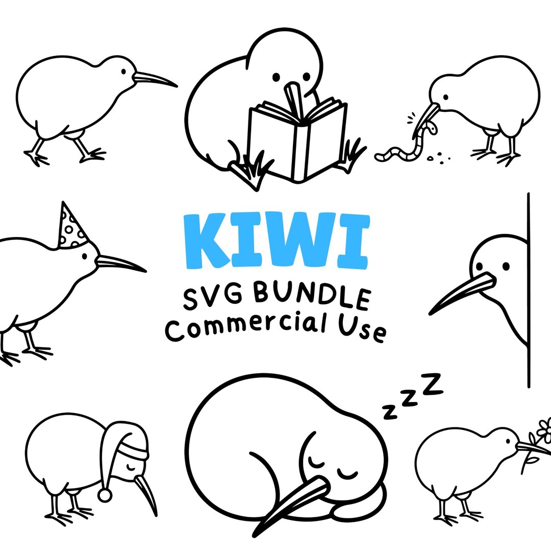 Kiwi Bird SVG Bundle | New Zealand Animal Clipart | Funny Bird Vector ...