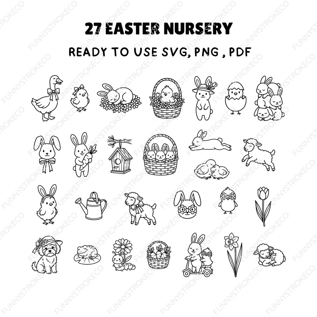 Easter Nursery SVG Bundle | Spring Animal Clipart | Baby Chick Bunny ...