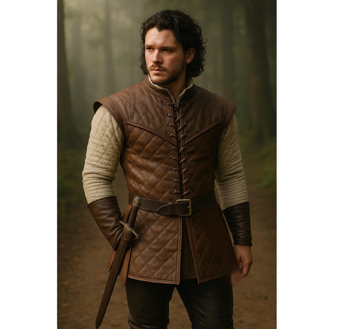 Handmade Brown Leather Gambeson: Quilted Medieval Armor Vest - Etsy