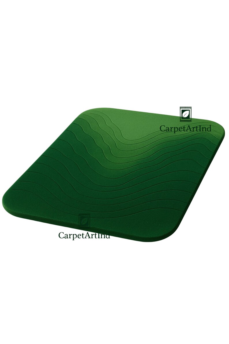 Hand-tufted Green Topographic Rug: Modern 3D Wavy Landscape - Etsy