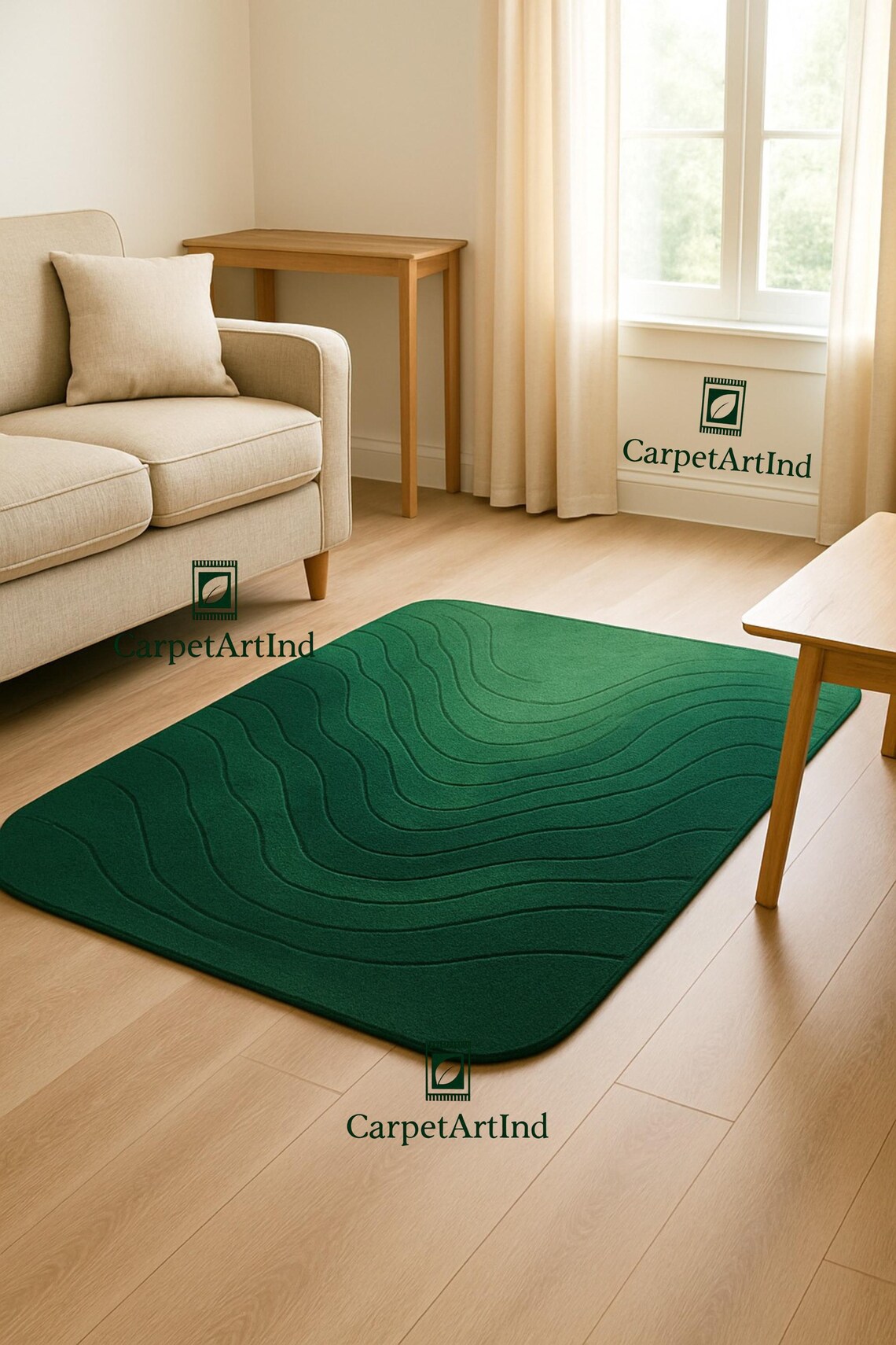 Hand-tufted Green Topographic Rug: Modern 3D Wavy Landscape - Etsy