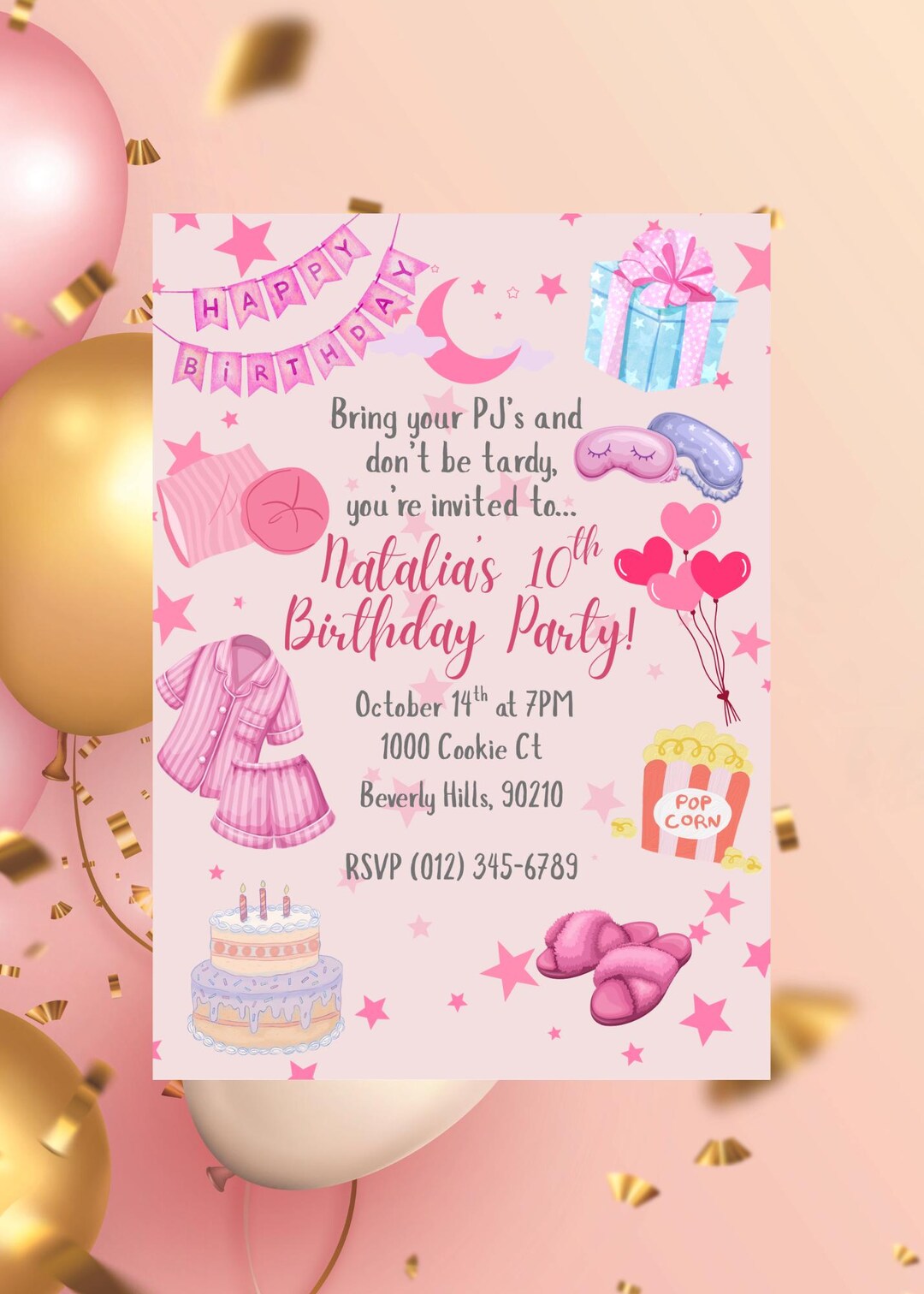 Slumber Party Invitation * Custom Birthday Party Invitations - Etsy