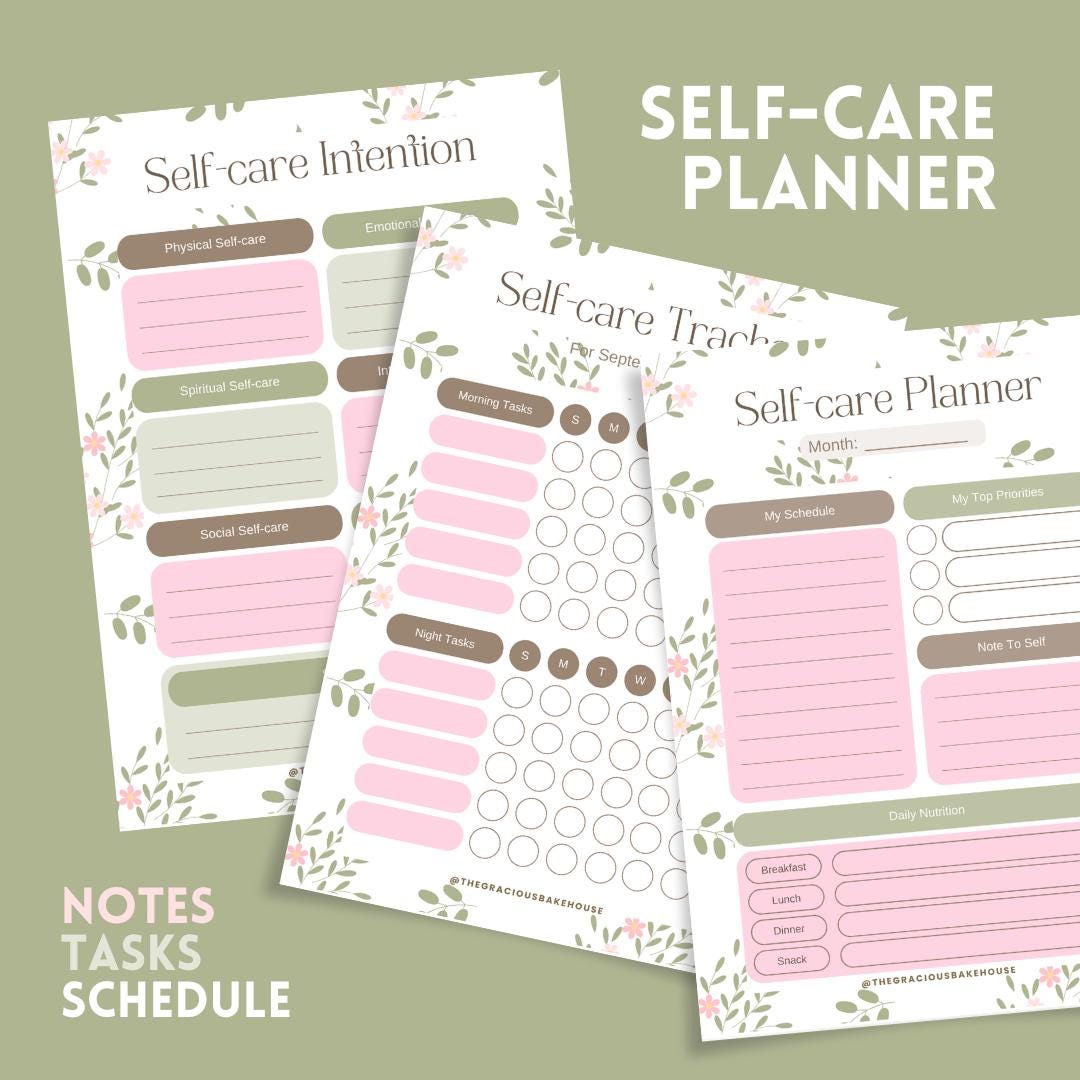 Self Care Checklist Bundle Printable,daily ,editable Self-care Planner ...