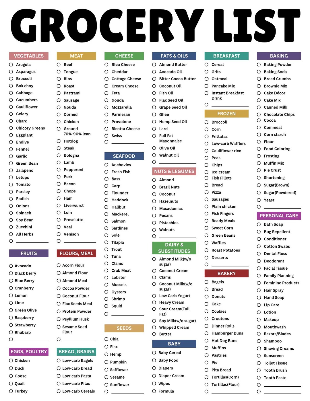 Huge Grocery List Colors and Rainbow Master Meat Veggies Baby Cosmetic ...