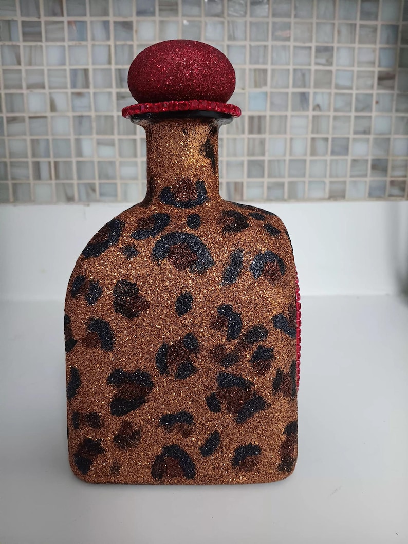 Bedazzled Don Julio Bottle – Leopard Print Rhinestone Decor, “BIG MAMA ...