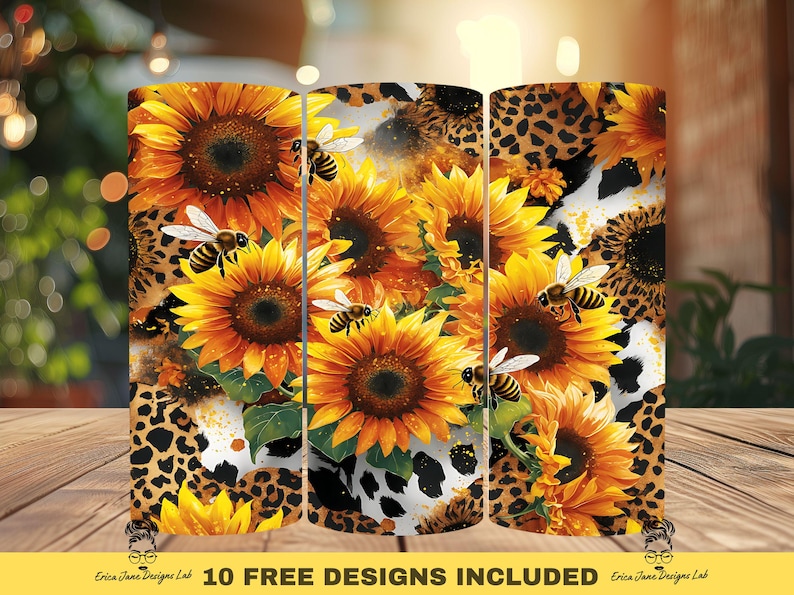 Leopard Print Sunflower Cow 20oz Sublimation Tumbler Design, Boho 20 Oz ...