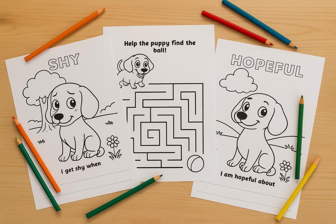 Puppy Emotions Activity Book: Printable Coloring Pages for Kids (PDF ...
