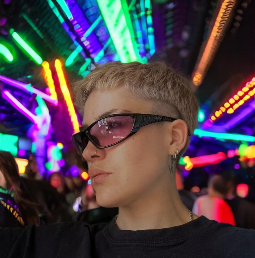 Techno Rave Sunglasses Cyberpunk Festival Glasses Green Lens Futuristic ...