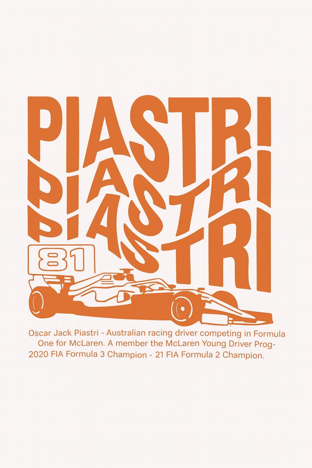 Formula One Racing Wall Art,oscar Piastri Fan Poster, Mclaren Car Print ...