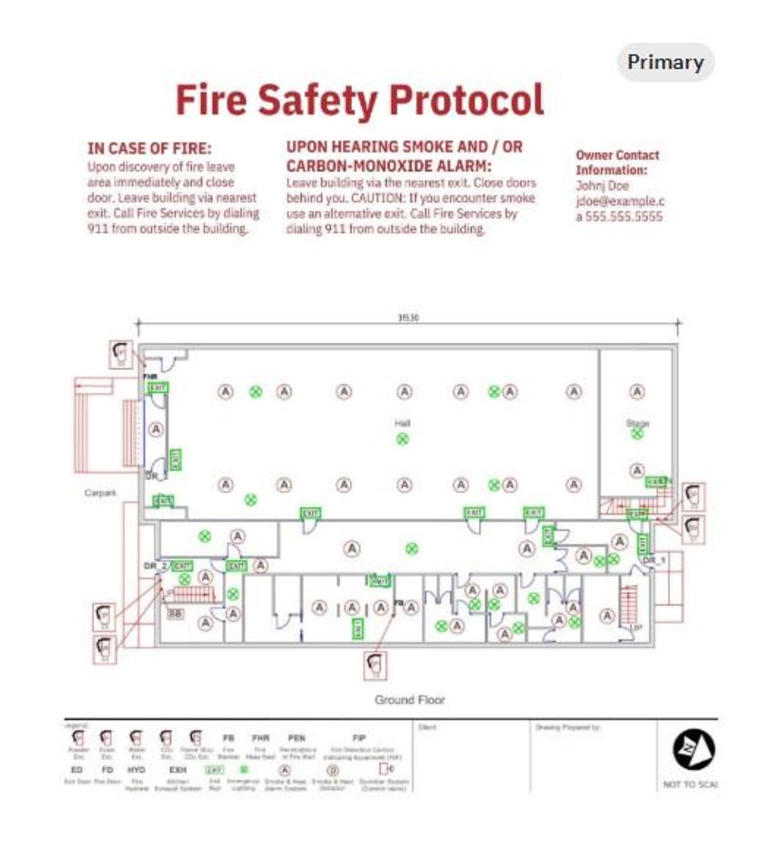 Fire Safety Protocol Plan - Emergency Exit Map | Fire Evacuation Plan ...