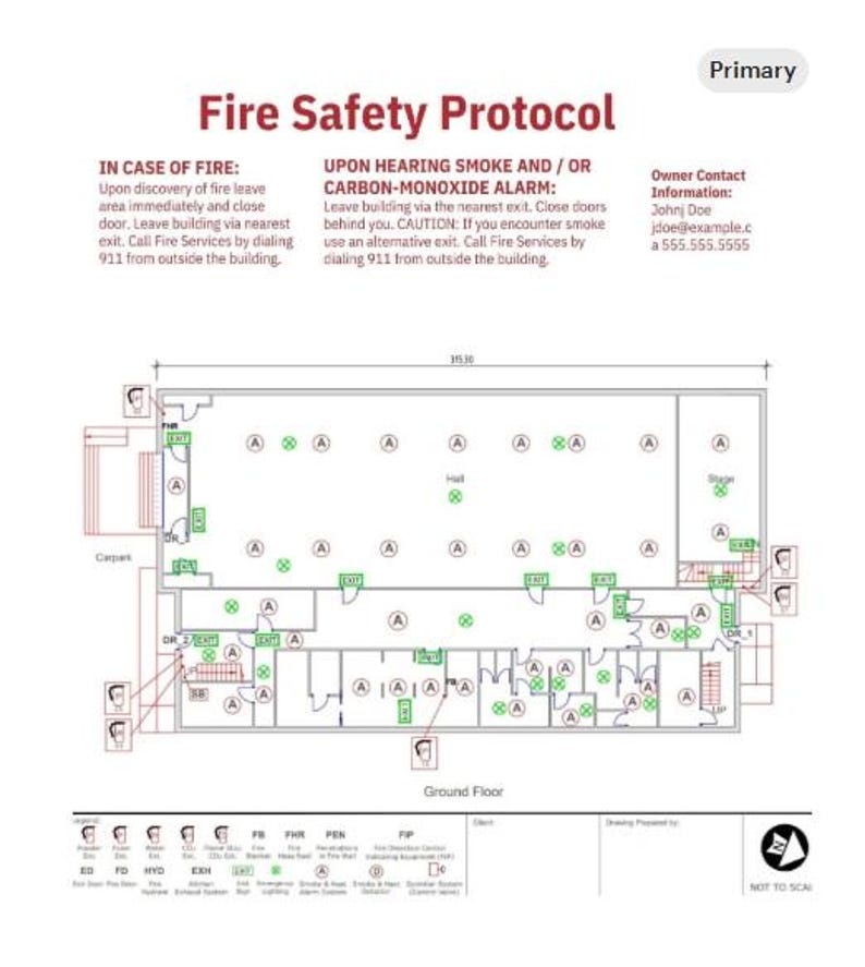 Fire Safety Protocol Plan - Emergency Exit Map | Fire Evacuation Plan ...