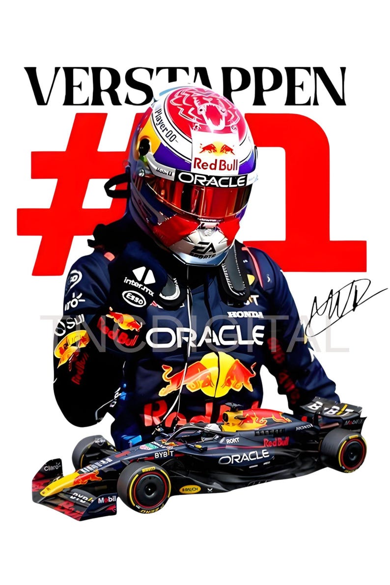 Max Verstappen F1 Poster, Red Bull Racing Wall Art, Formula 1 Champion ...