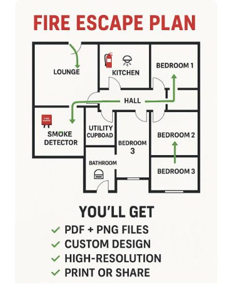Custom Fire Escape Plan | Emergency Evacuation Floor Plan | Printable ...