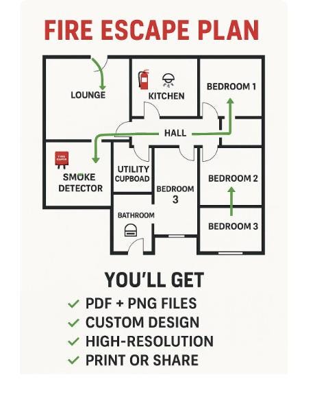 Custom Fire Escape Plan | Emergency Evacuation Floor Plan | Printable ...