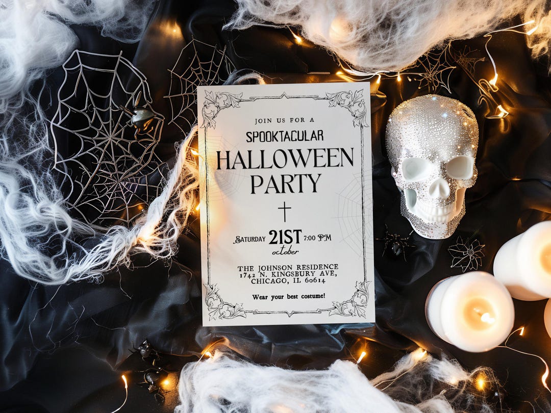 Spooktacular Gothic Halloween Party Invitation, Vintage Halloween Party ...