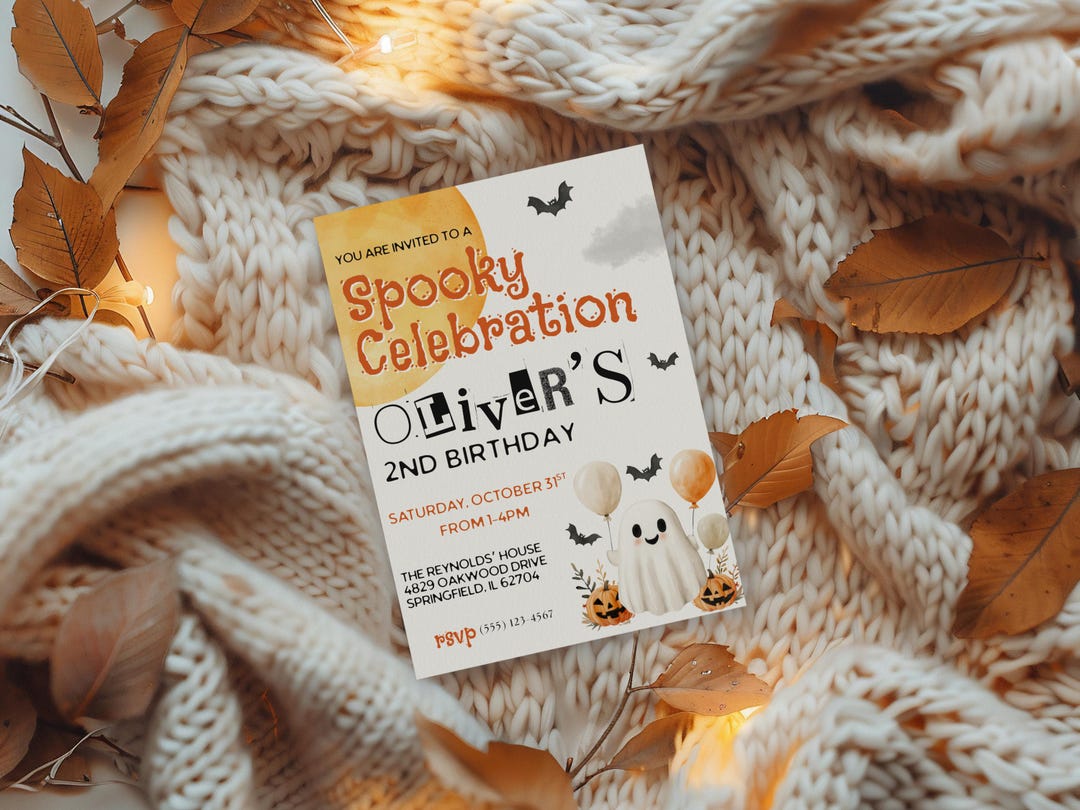 Spooky Celebration Kids Birthday Invitation, Halloween Theme Party ...