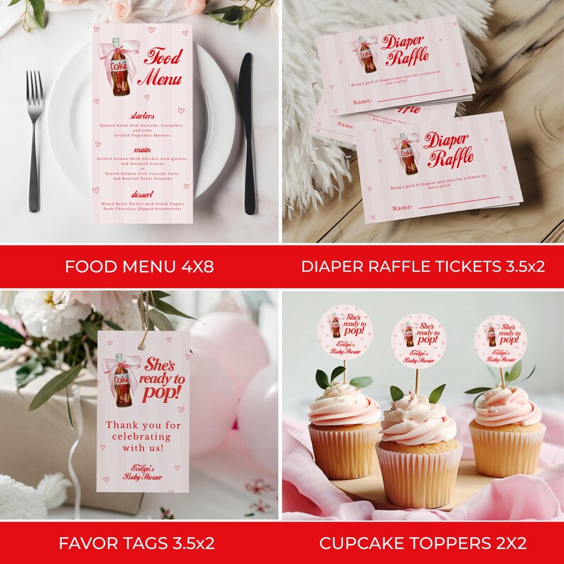She’s Ready to Pop Baby Shower Bundle, Pink Soda Baby Shower Decor ...