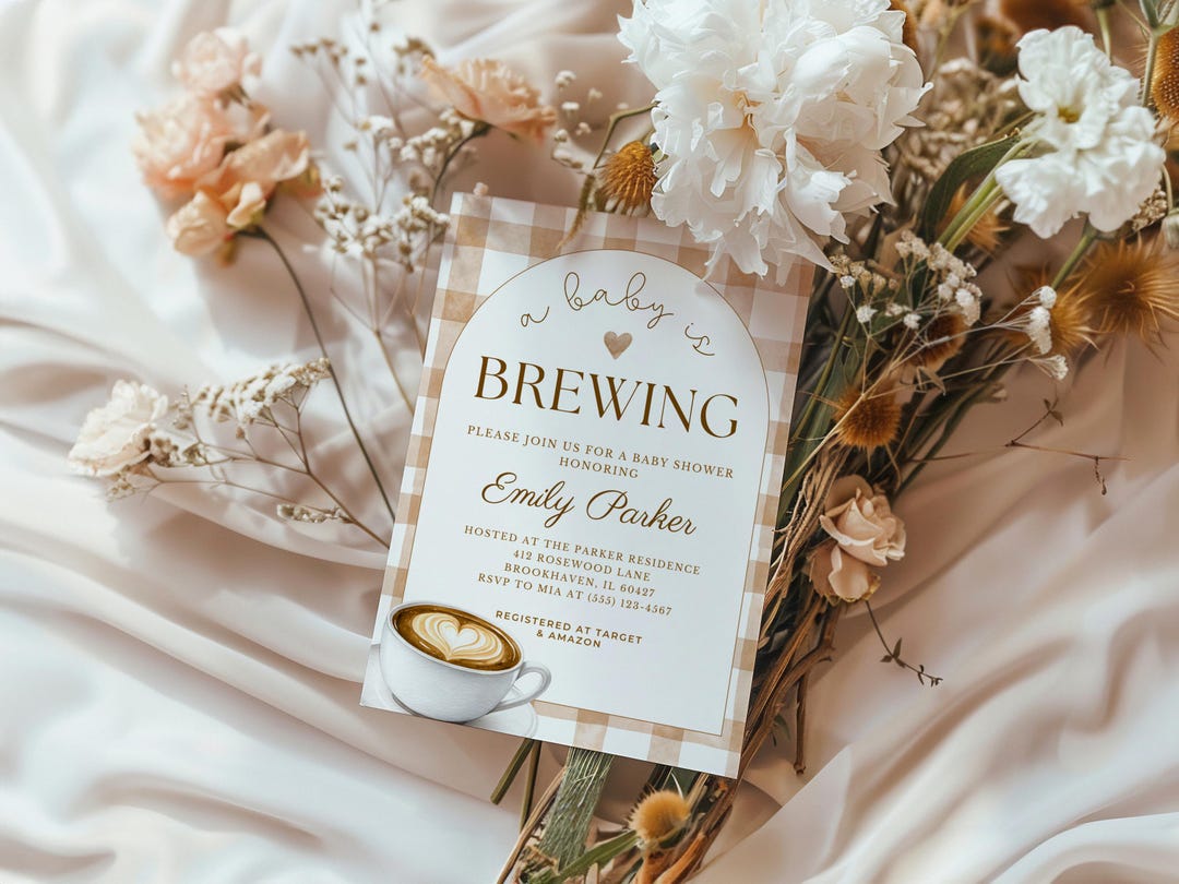 A Baby is Brewing Coffee Baby Shower Invitation, Coffee Theme Baby ...