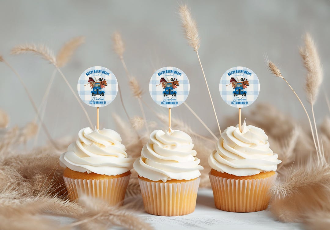 Little Blue Truck Birthday Cupcake Topper Template, Beep Beep 2nd ...