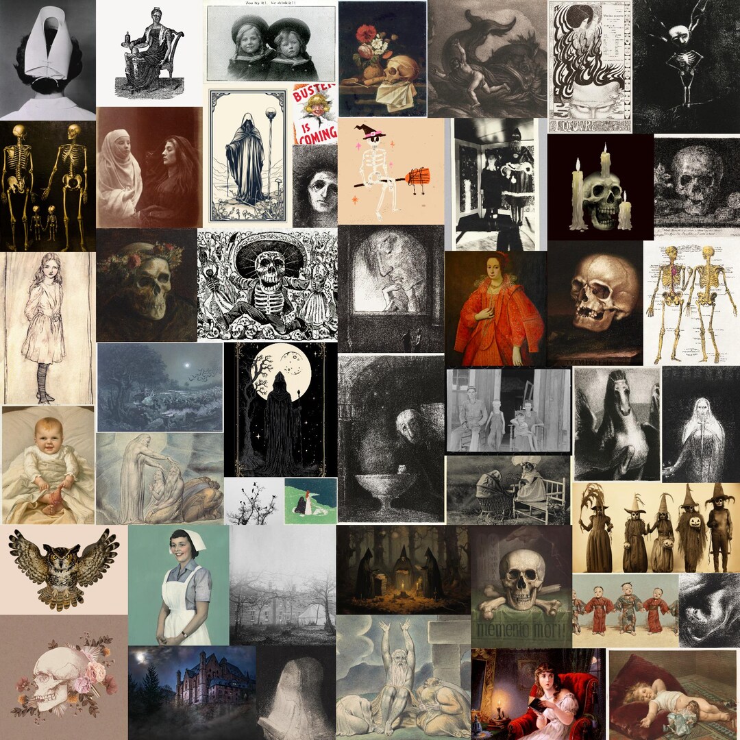 500 PCS Gothic Art Poster Bundle: Macabre Wall Collage (digital ...