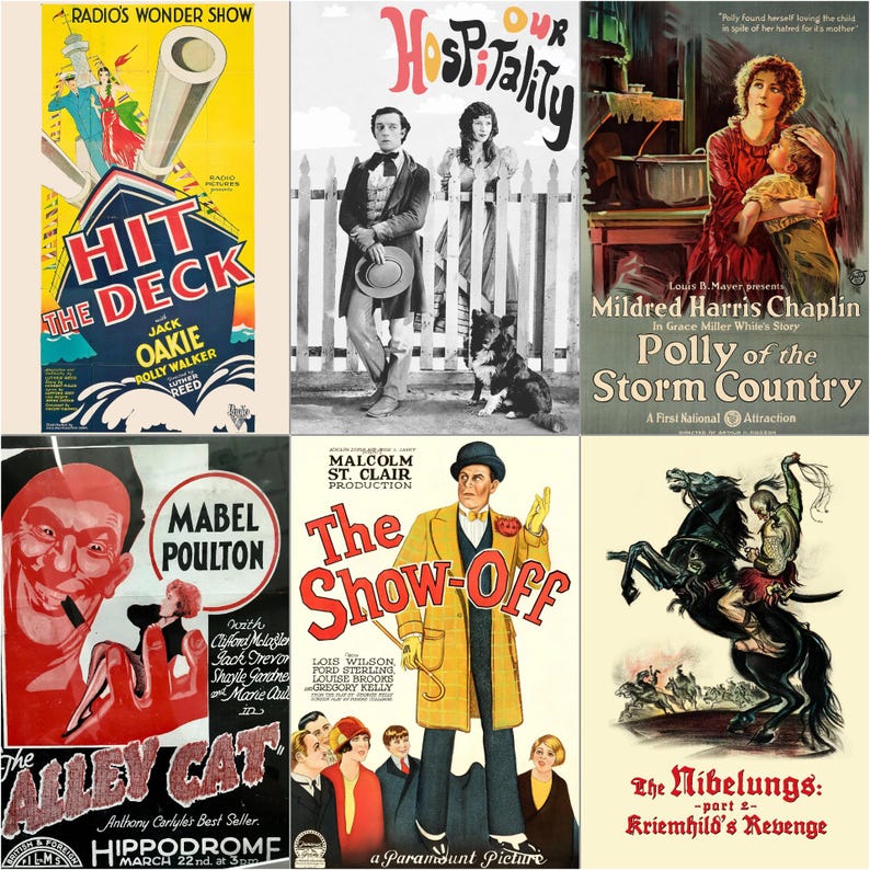 1920s Movie Poster Set: Silent Film Art, Roaring Twenties Decor ...