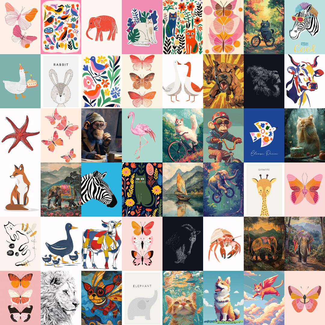 320 PCS Animal Poster Set: Wildlife, Safari, Farm & Pet Wall Art ...