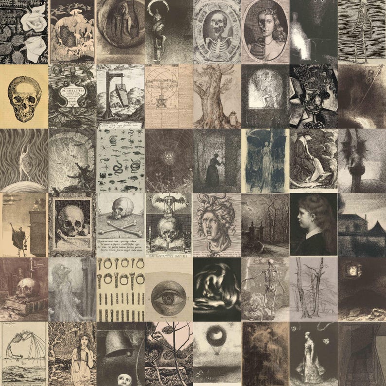 100+ Vintage Goth Art Prints: Dark Academia Collage Kit (digital ...