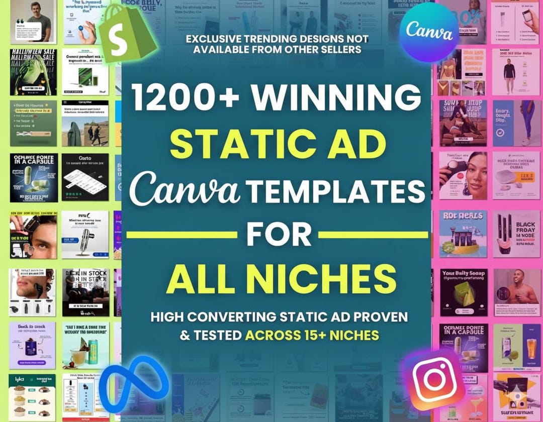 Static Social Media Ad Templates - 1,200+ Editable Canva Designs - Etsy