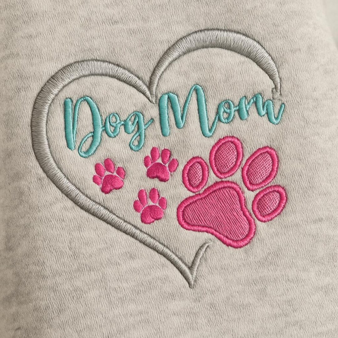 Dog Mom Embroidery Design, Heart Paw Print Machine Embroidery File, Pet ...