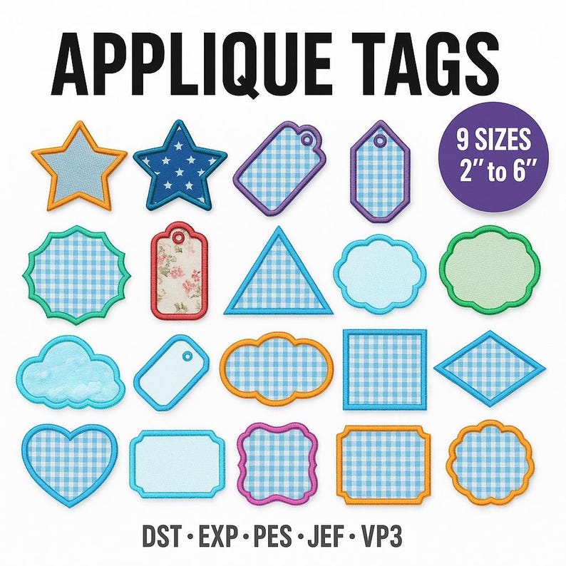 Tag Applique Embroidery Design Bundle 20 Types,gift Tag Machine ...