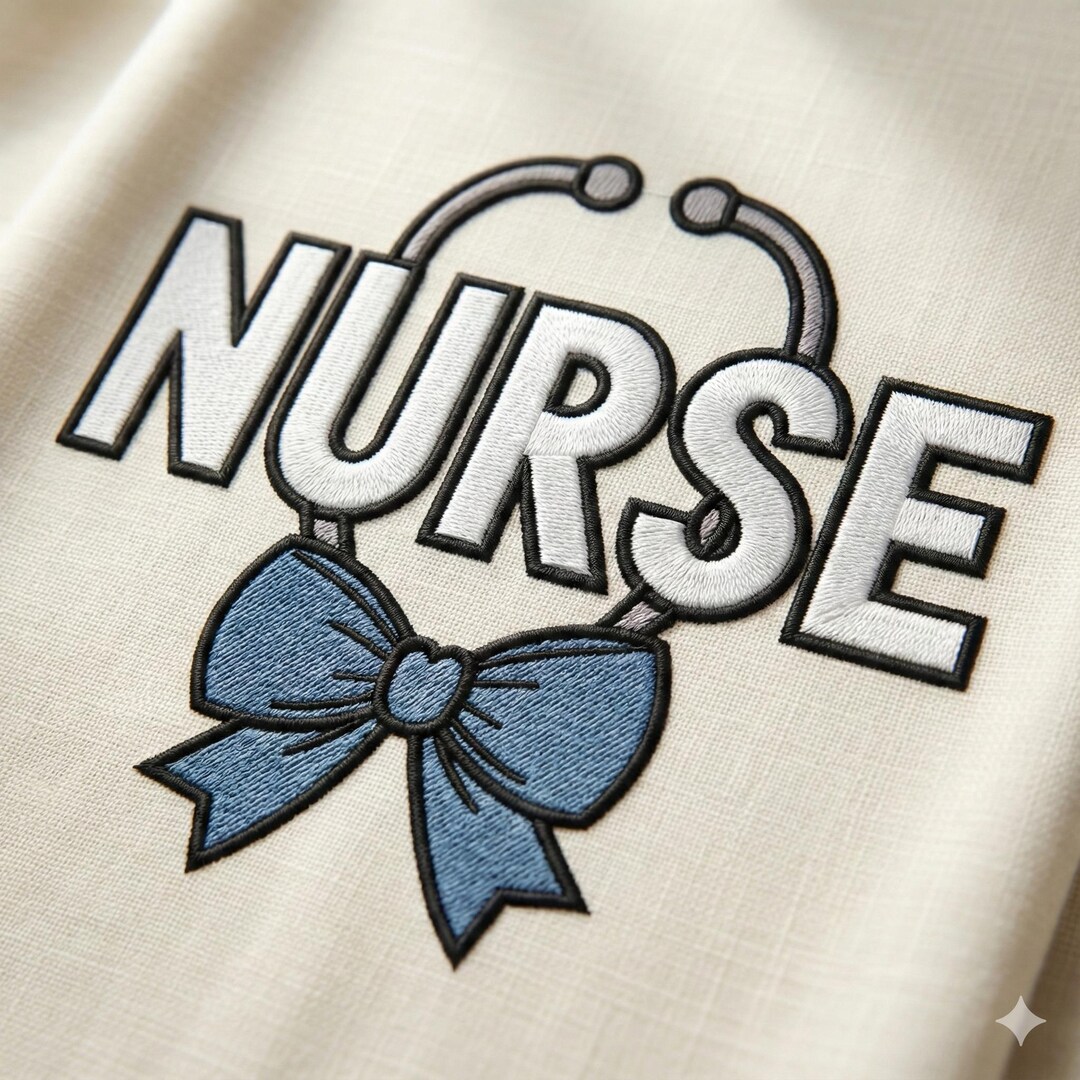 Nurse Stethoscope Embroidery Design, Cute Nursing Bow Machine ...