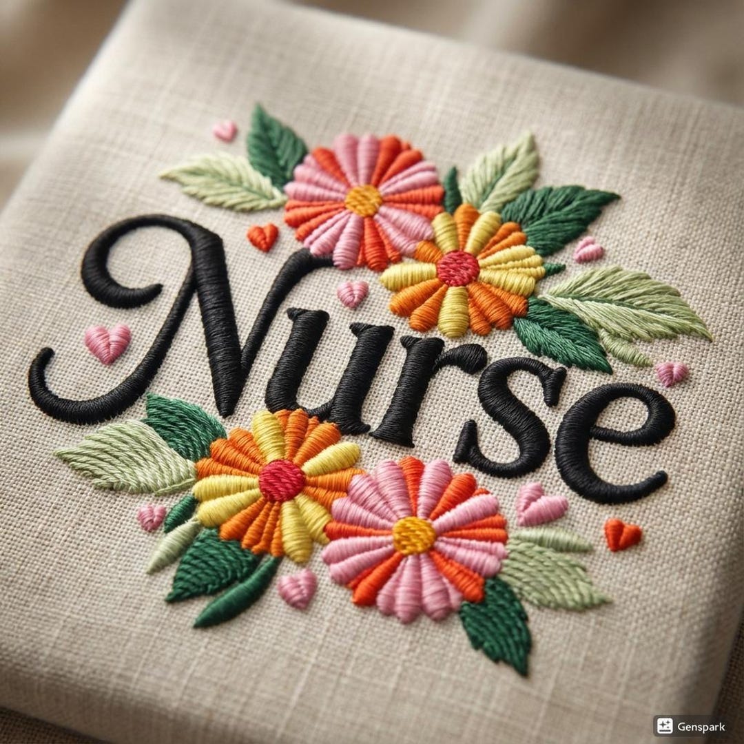 Floral Nurse Embroidery Design, RN Flower Machine File, Nursing Student ...