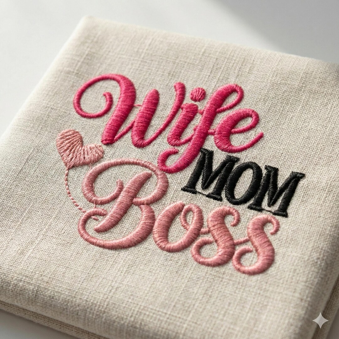 Wife Mom Boss Embroidery Design, Mom Life Machine Embroidery File ...