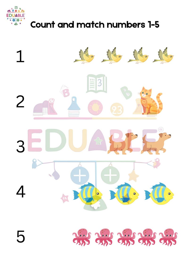 Matching Numbers 1 to 5 – SEN Friendly Reception Maths Worksheet ...
