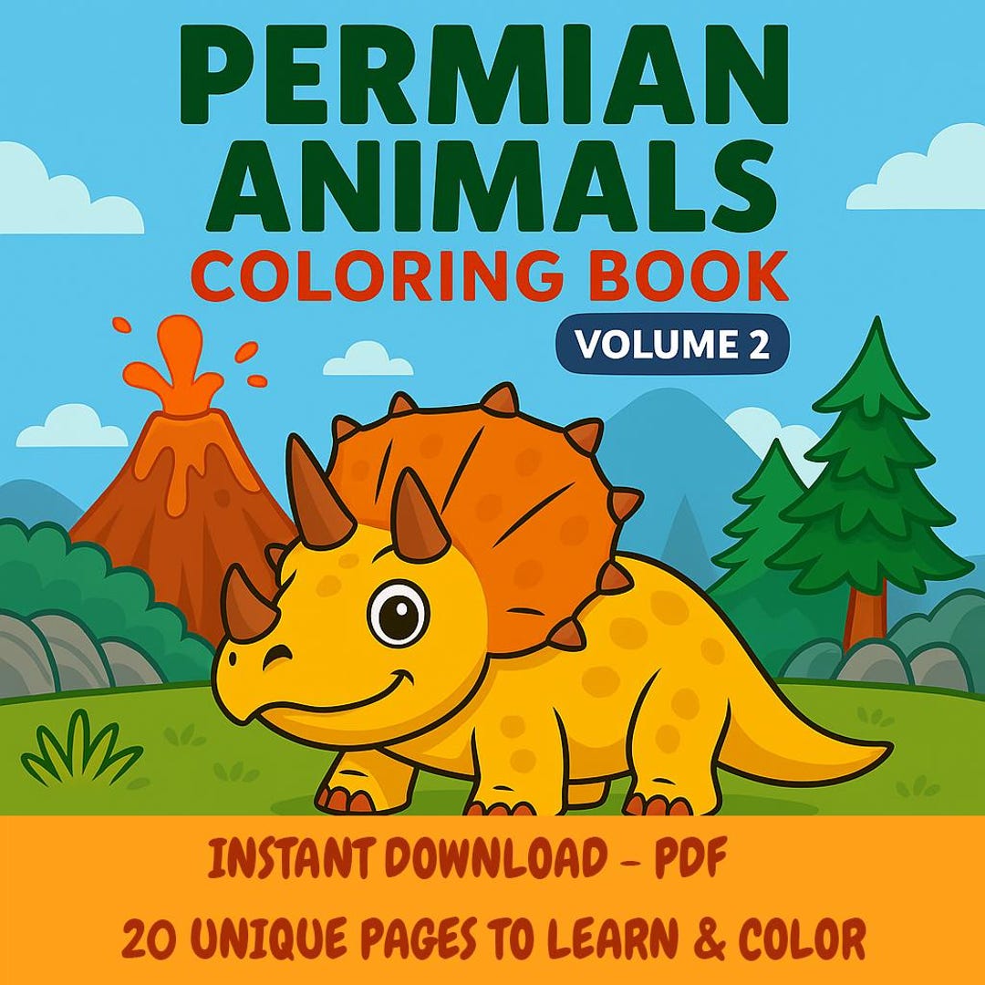 Coloring Pages: Animals of the Permian Period – Printable Book 20 Pages ...