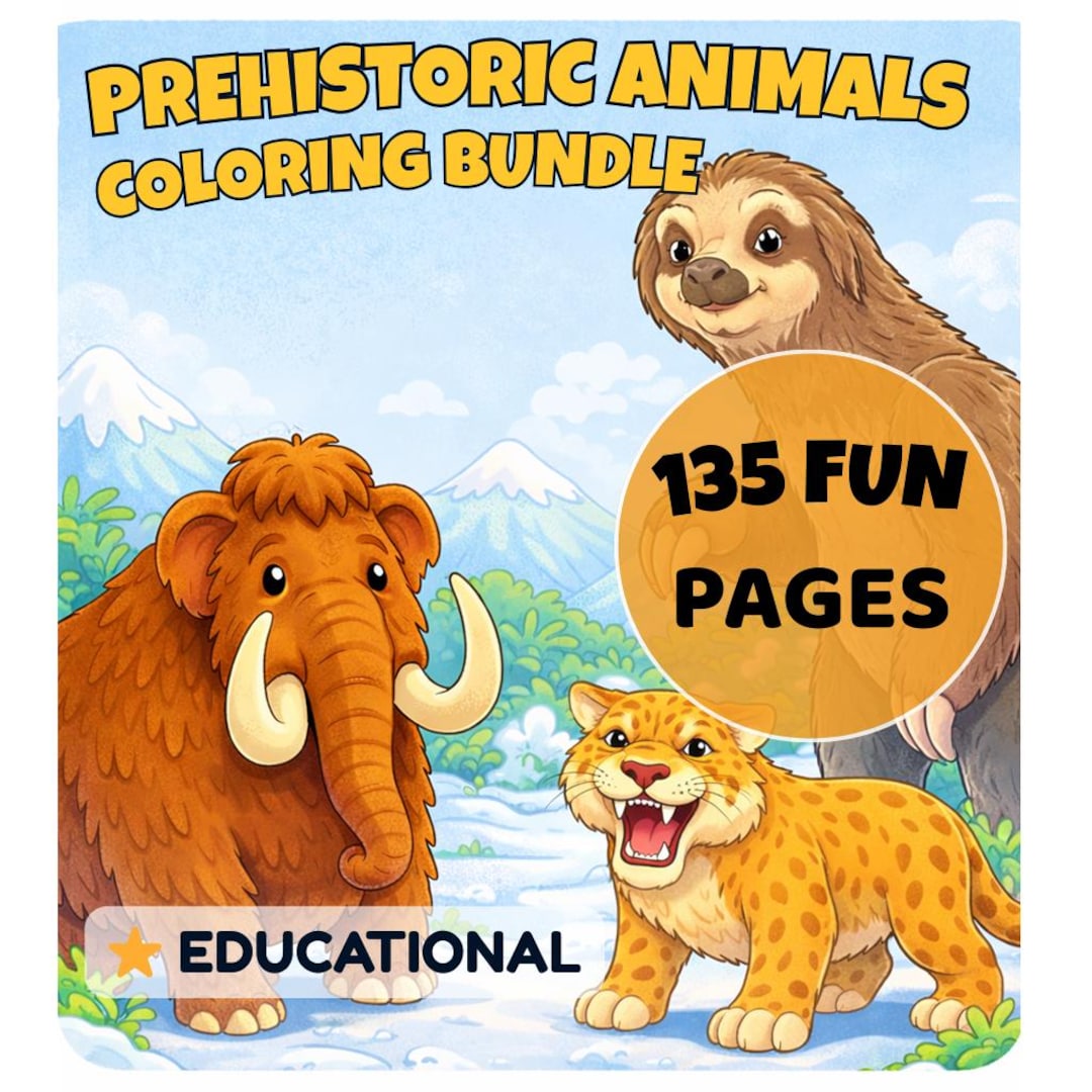 Prehistoric Animals Coloring Pages Bundle – Ice Age, Paleogene, Neogene ...